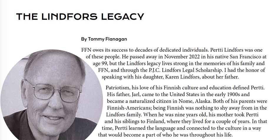 P.J.C. Lindfors Legal Studies Fund - Finlandia Foundation National